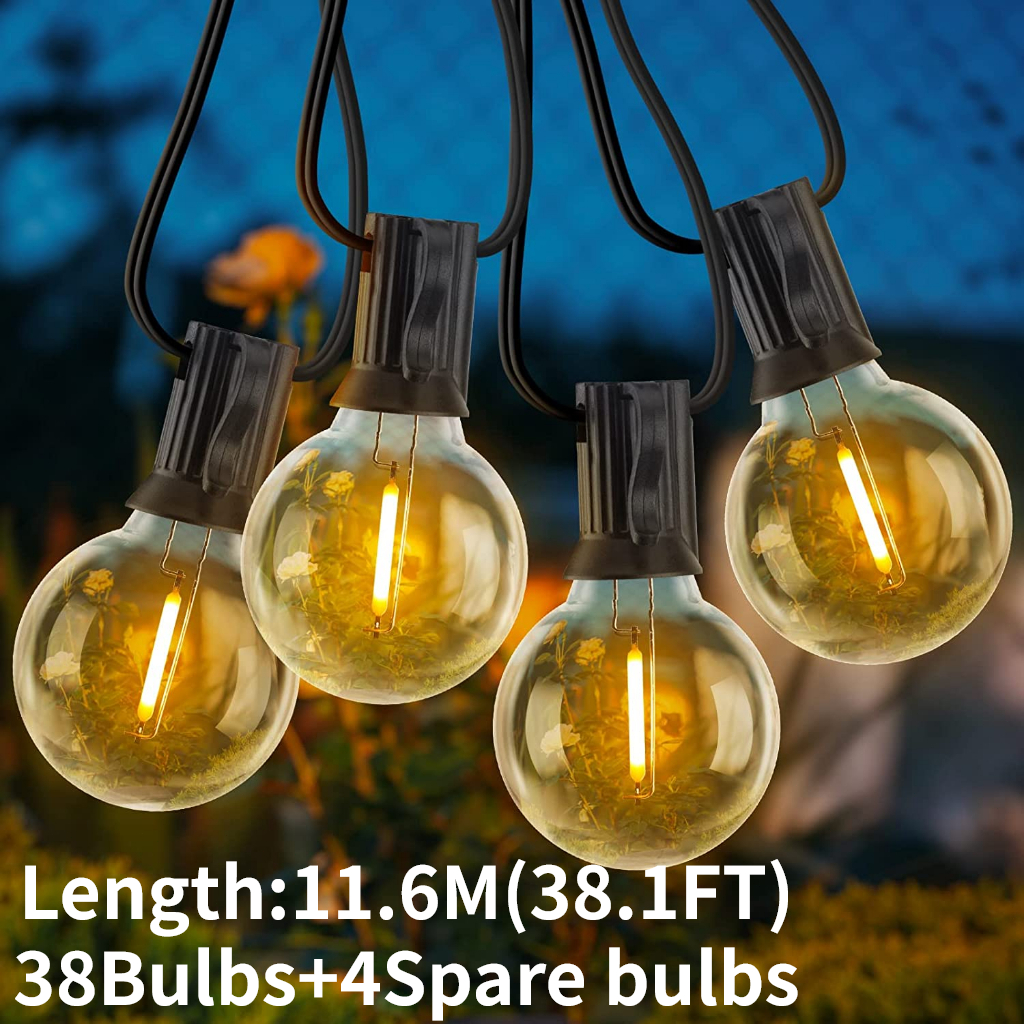 11.6M/38.1FT 42Bulbs G40 String Light Waterproof IP65 G40 Bulb 220V Led Bulb light Outdoor Light ...