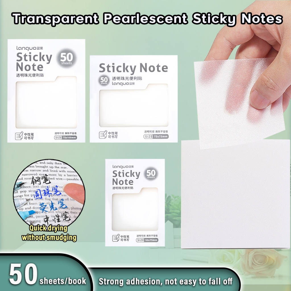 50Sheets Transparent Sticky Notes Waterproof Sticky Memo Weekly Plan ...