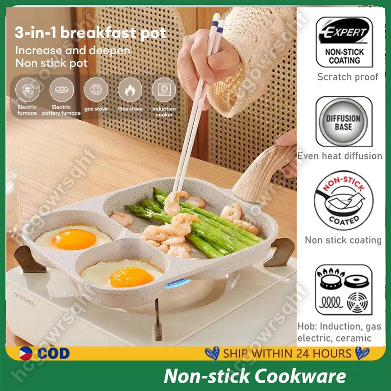 Pancake pan non stick Omelette Pan Egg Burger&Steak Pancake Maker For Induction&Gas Breakfast 3 ...