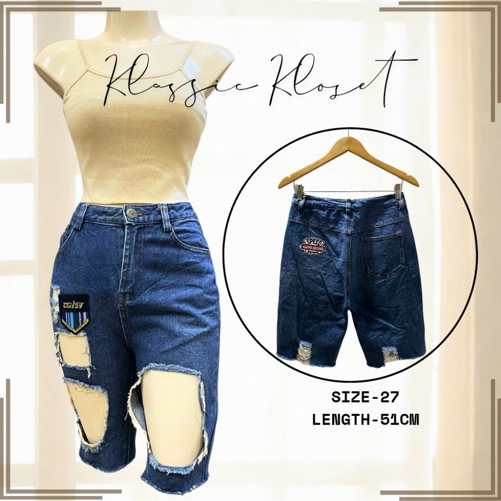 Women's Bermuda Denim Shorts | Tattered Casual | Ukay | Klassic Kloset ...