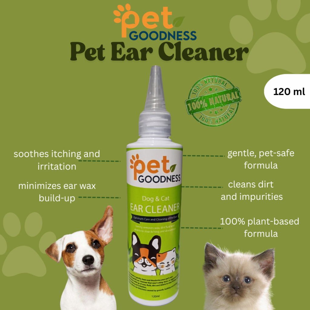 Pet Goodness Dog and Cat Ear Cleaner 120ml Alcohol-Free, Soothes ...