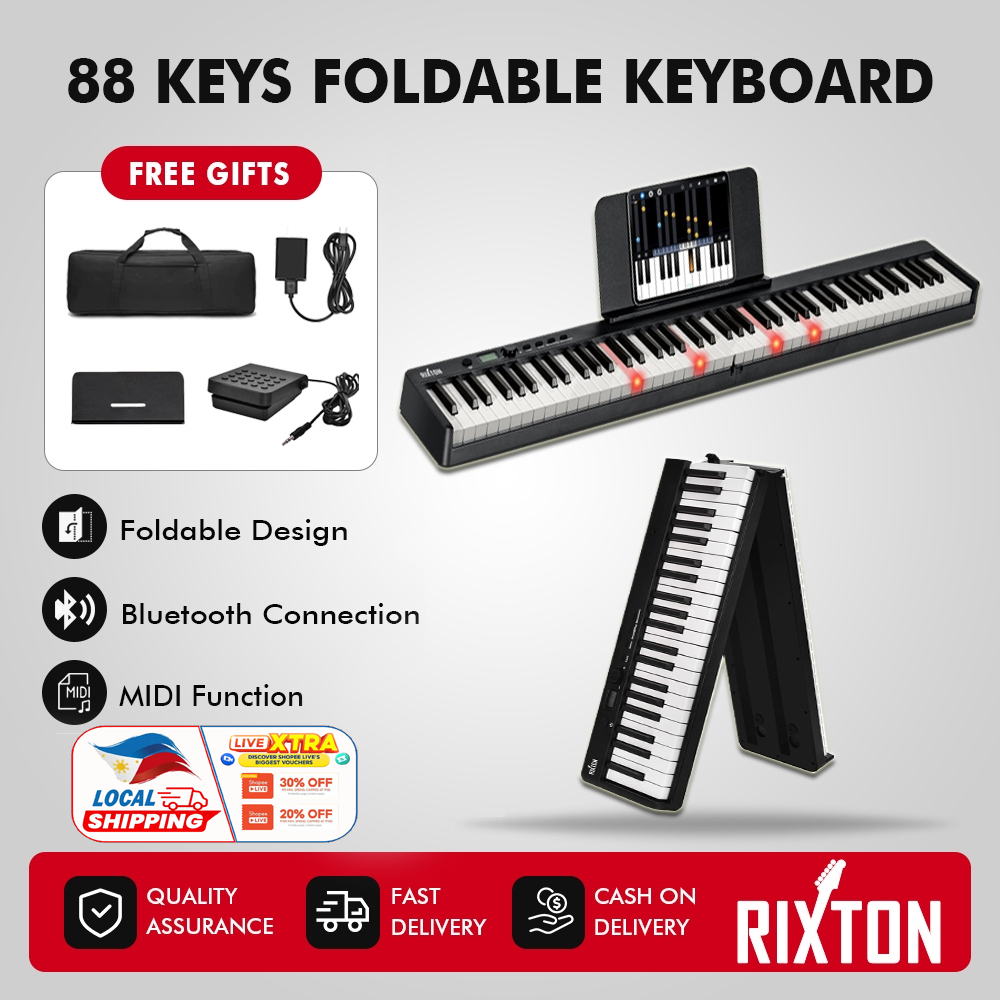 RIXTON Digital 88 Keys/61 Keys Foldable Piano Electric Keyboard Full ...
