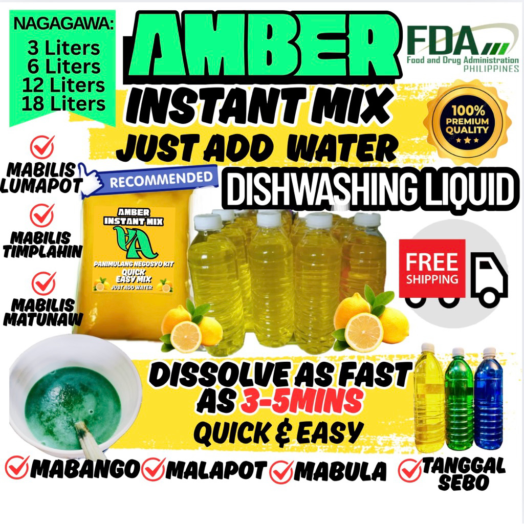 INSTANT Dishwashing Liquid KIT SET 3-18L Bottles PREMIUM Siksik EasyMix ...