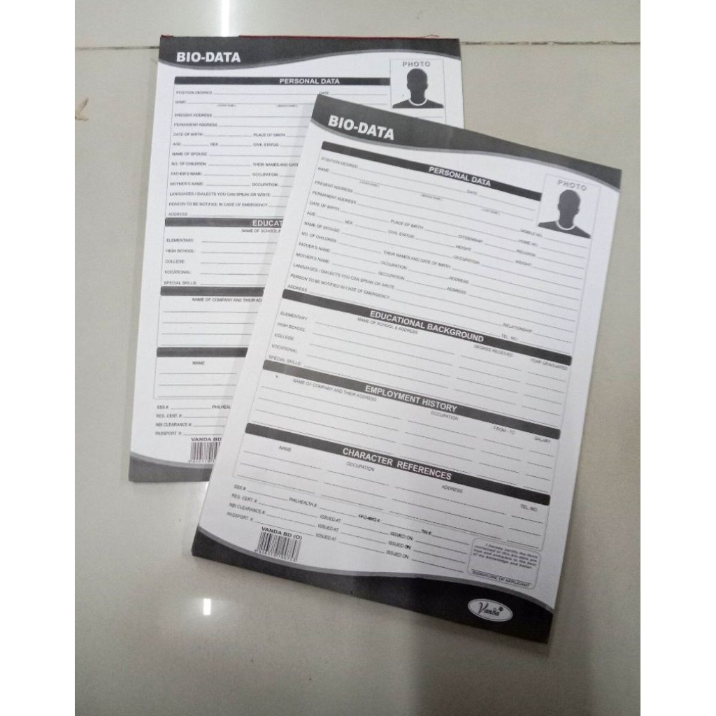 (100sheets/1pad) BioData Form/Resume Sheet For Job Seekers/Work ...