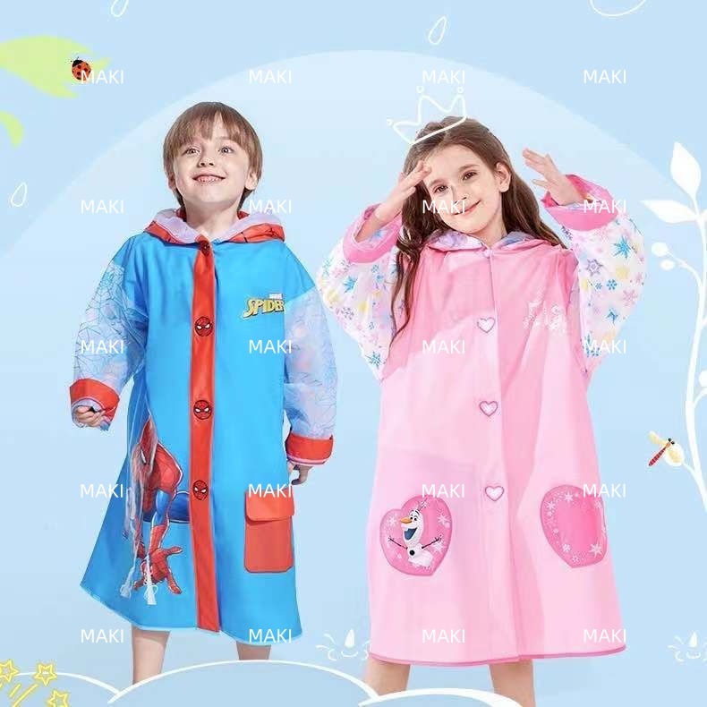 Cartoon raincoat for children full body raincoat for kids with backpack ...