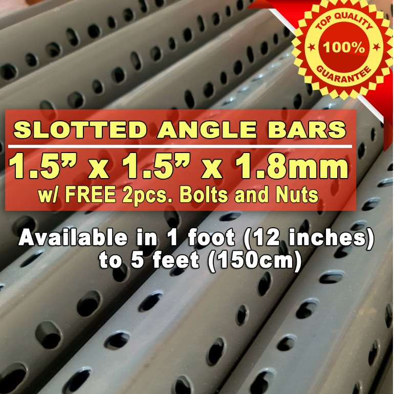 ON SALE!!! Slotted Angle Bar 1.5" x 1.5" x 1.8mm (STANDARD SIZE) with ...