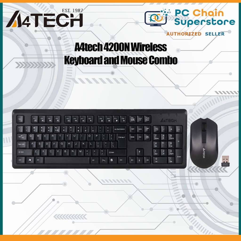 A4tech 4200n Wireless Keyboard And Mouse Combo Upto 12mos Battery Life 2 4ghz Usb Shopee