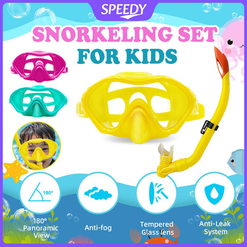 Speedy Kids Snorkeling Equipment Diving Masks Tempered Glass Snorkels ...