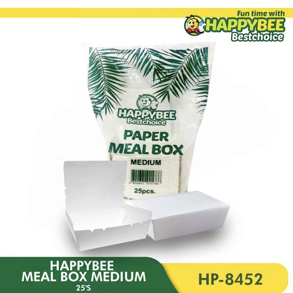 HAPPYBEE PAPER MEAL BOX MEDIUM DC 25'S | Shopee Philippines
