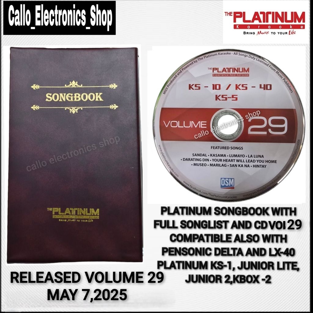 ORIGINAL PLATINUM SONGBOOK WITH FULL SONGLIST AND NEW CD VOLUME 29 FOR KS-1/KS-5/KS-10/Kbox 2 ...