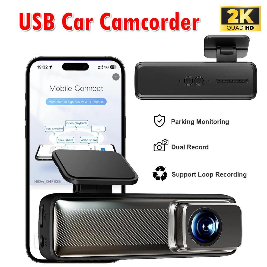 QCY V8 Dash Cam 2K WiFi Car Camera with App Dash Cam with Night Vision ...