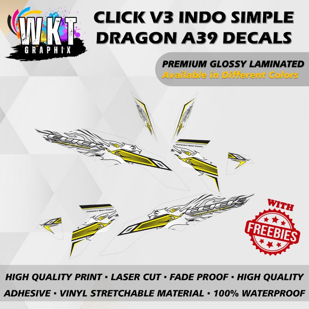HONDA CLICK V3 INDO SIMPLE DRAGON A39 DECALS (WATERPROOF, LAMINATED ...