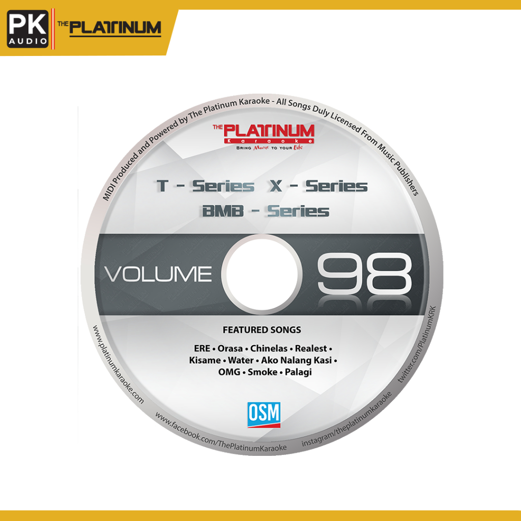 Platinum Karaoke Volume 98 CD for T-series/X-series/BMB-series | Shopee Philippines