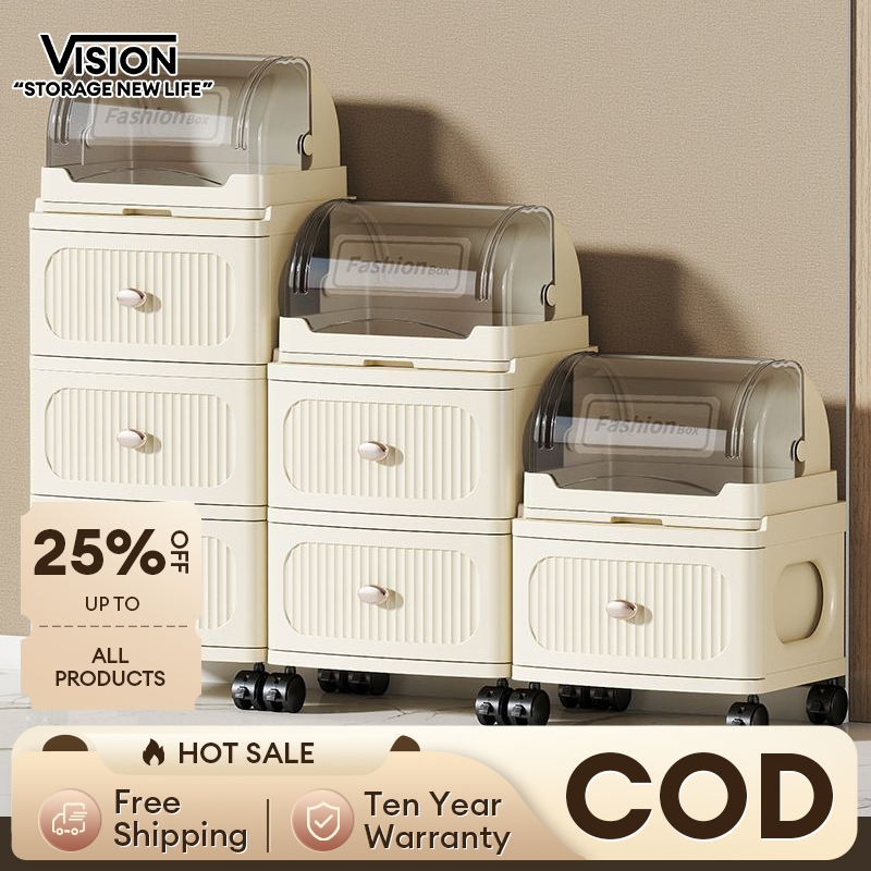 VISION Kitchen Organizer Storage Plastic Storage Rack Multifunc Cabinet ...