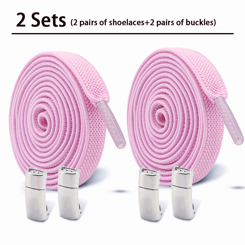 2Set Shoe Laces Flat Elastic Laces Sneakers Boots No Tie Shoelace ...