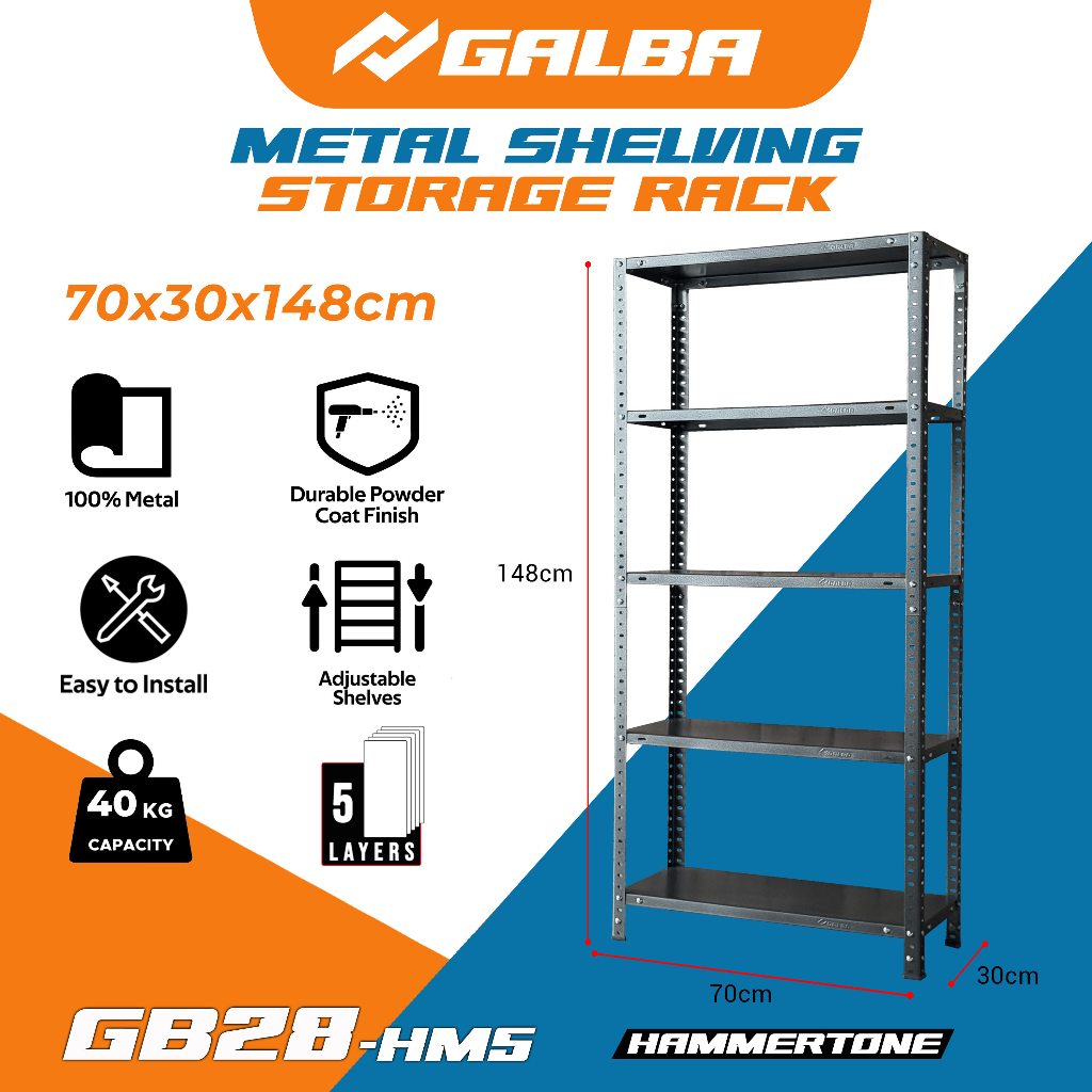 GALBA All-Steel Storage Unit 3-, 4- and 5-Layers Adjustable Metal Rack ...