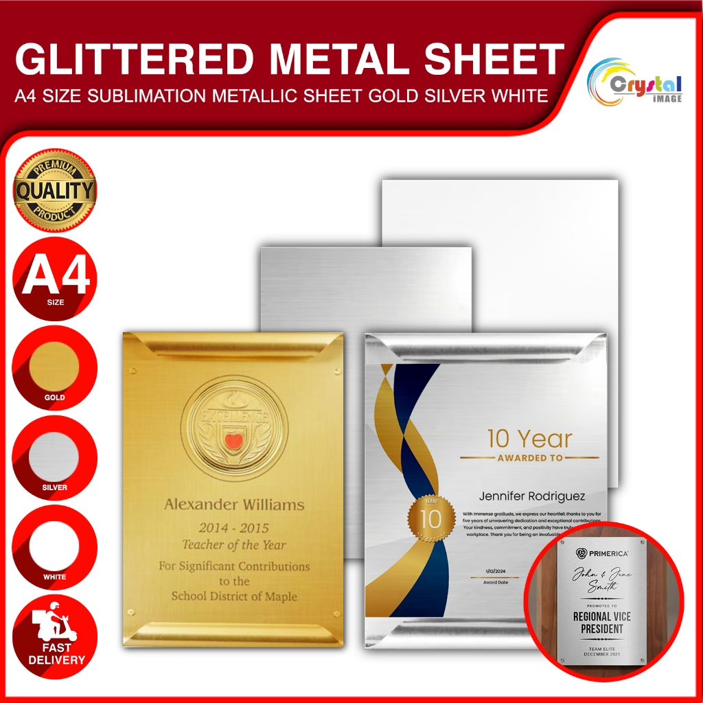Sublimation Metallic Sheet A4 Glitter (Gold | Silver | White) for ...