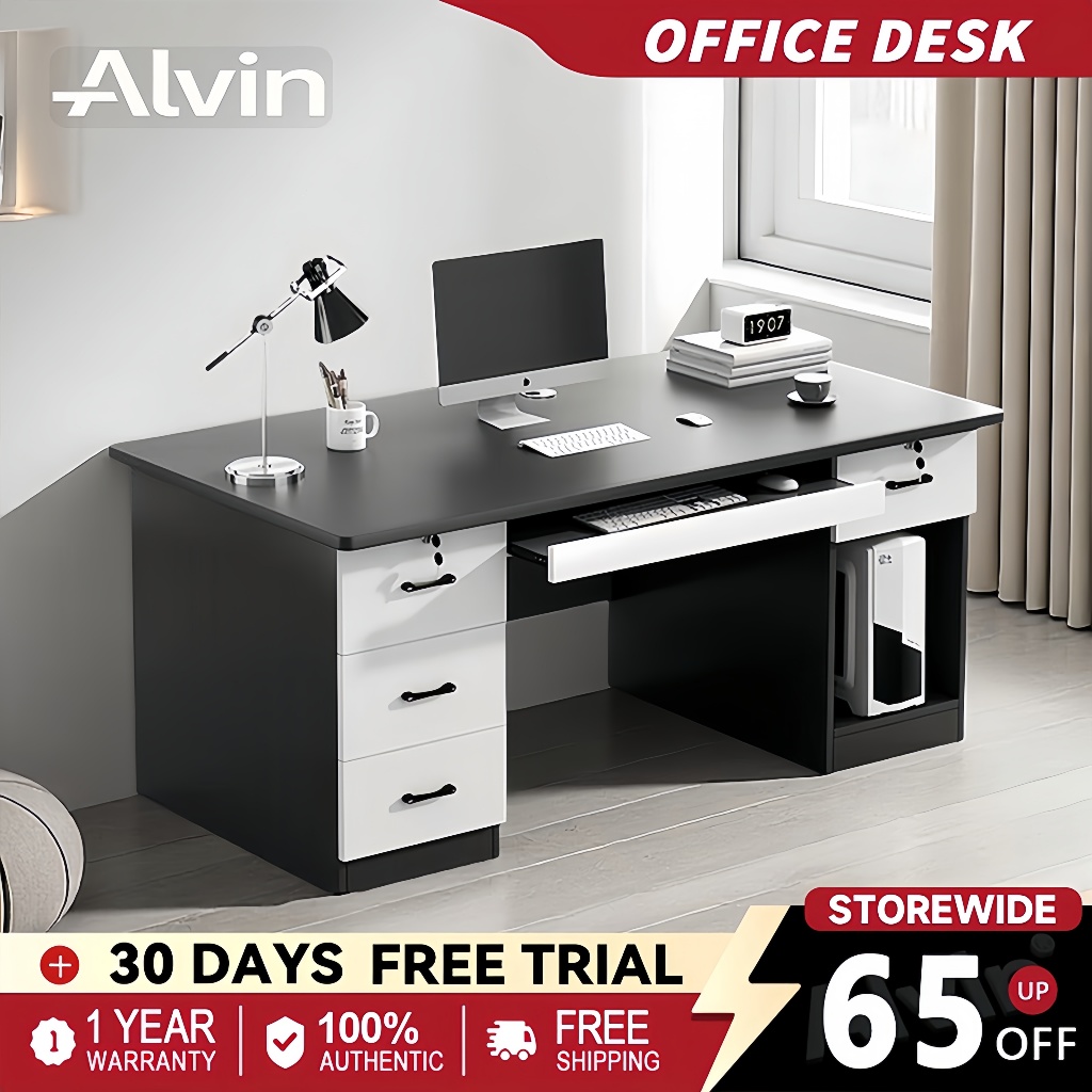ALVIN Computer Desk Home Simple Modern Desk With Drawer Cabinet Office ...
