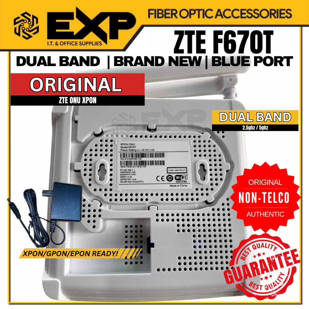 ZTE ONU ROUTER | F670L | DUAL BAND | BLUE PORT | XPON | NEW MODEL ...