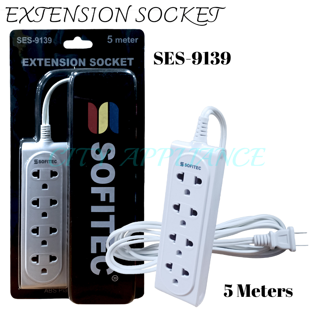 Power Plug Outlet Socket Universal 5 Meters Extension Cable Cord Power ...