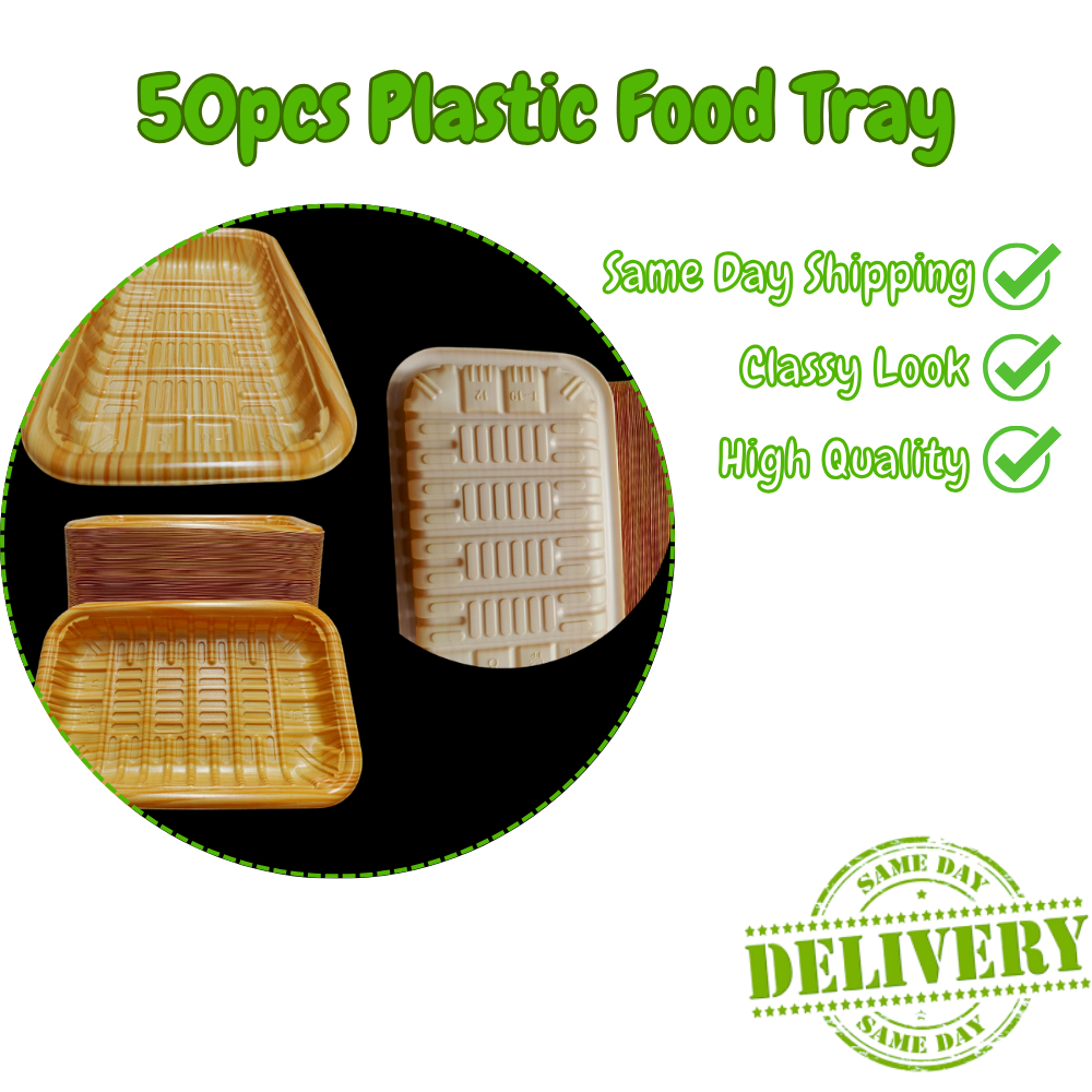 Plastic Food Trays 50pcs | Durable Takeout Trays for Parties, Catering ...