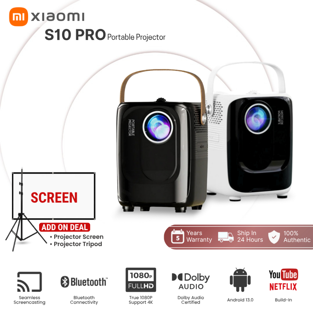 S10 PRO Projector Portable Smart Mini 4K UHD LED Projector OS Android ...
