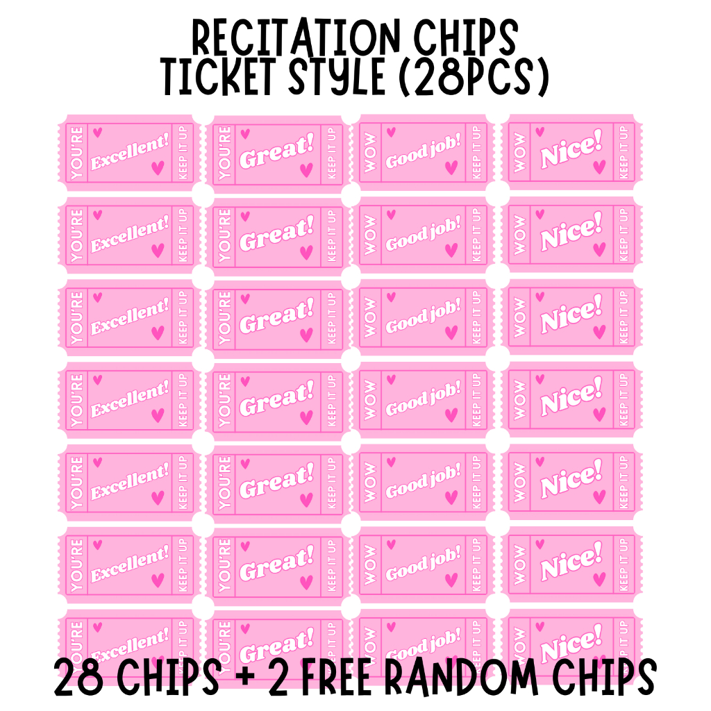Recitation Chips Stickers – Ticket-Style Classroom Participation Tokens ...
