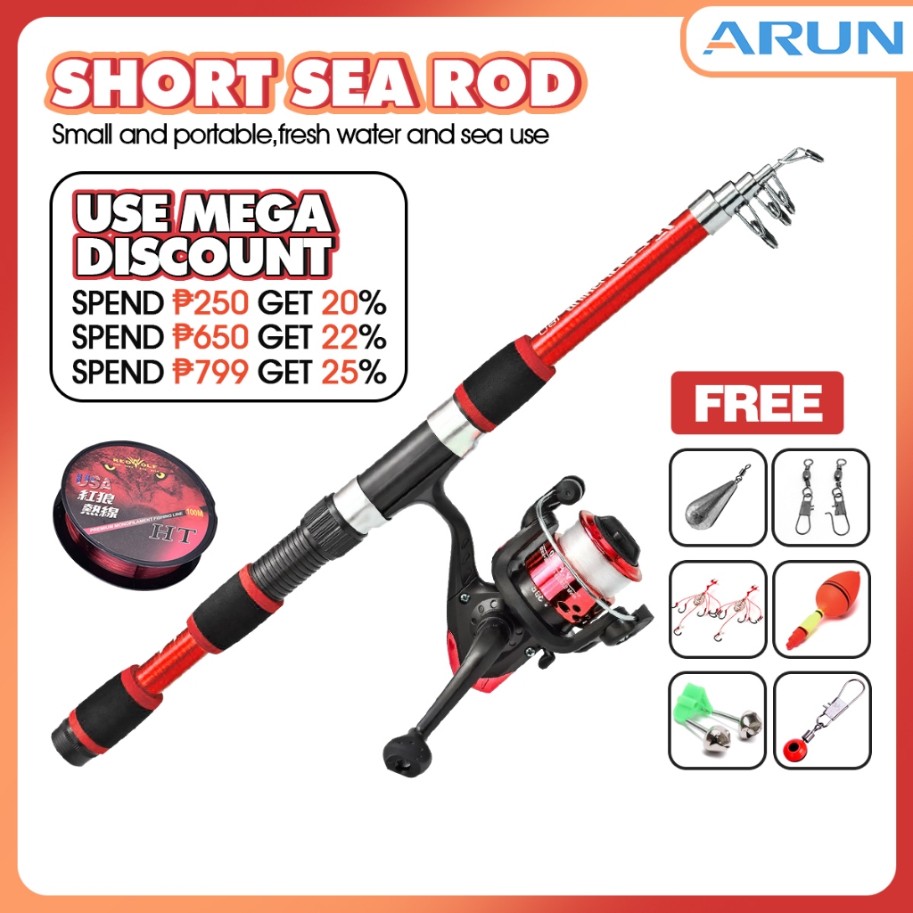 Telescopic Fishing Rod 1.8M Full Kit 6 Sections Fishing Reel ...