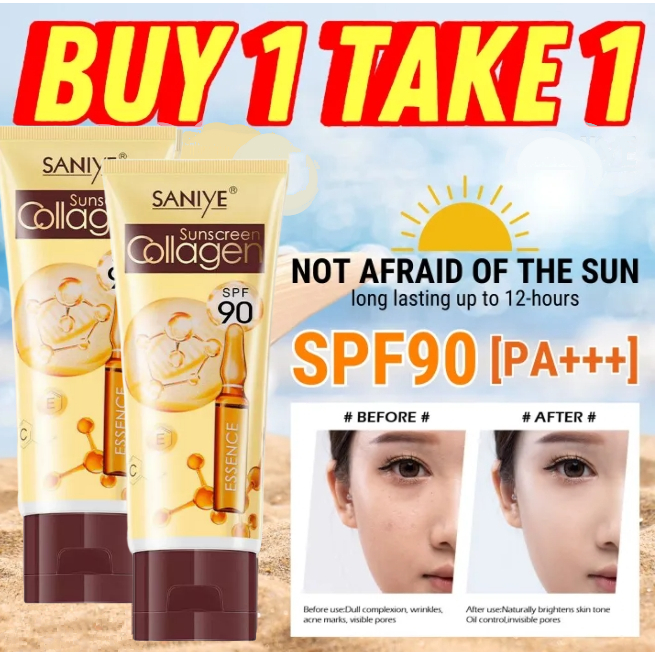 SANIYE Sunscreen Collagen Matte Foundation Sunblock Face Cream Whitening High Sun Protection ...