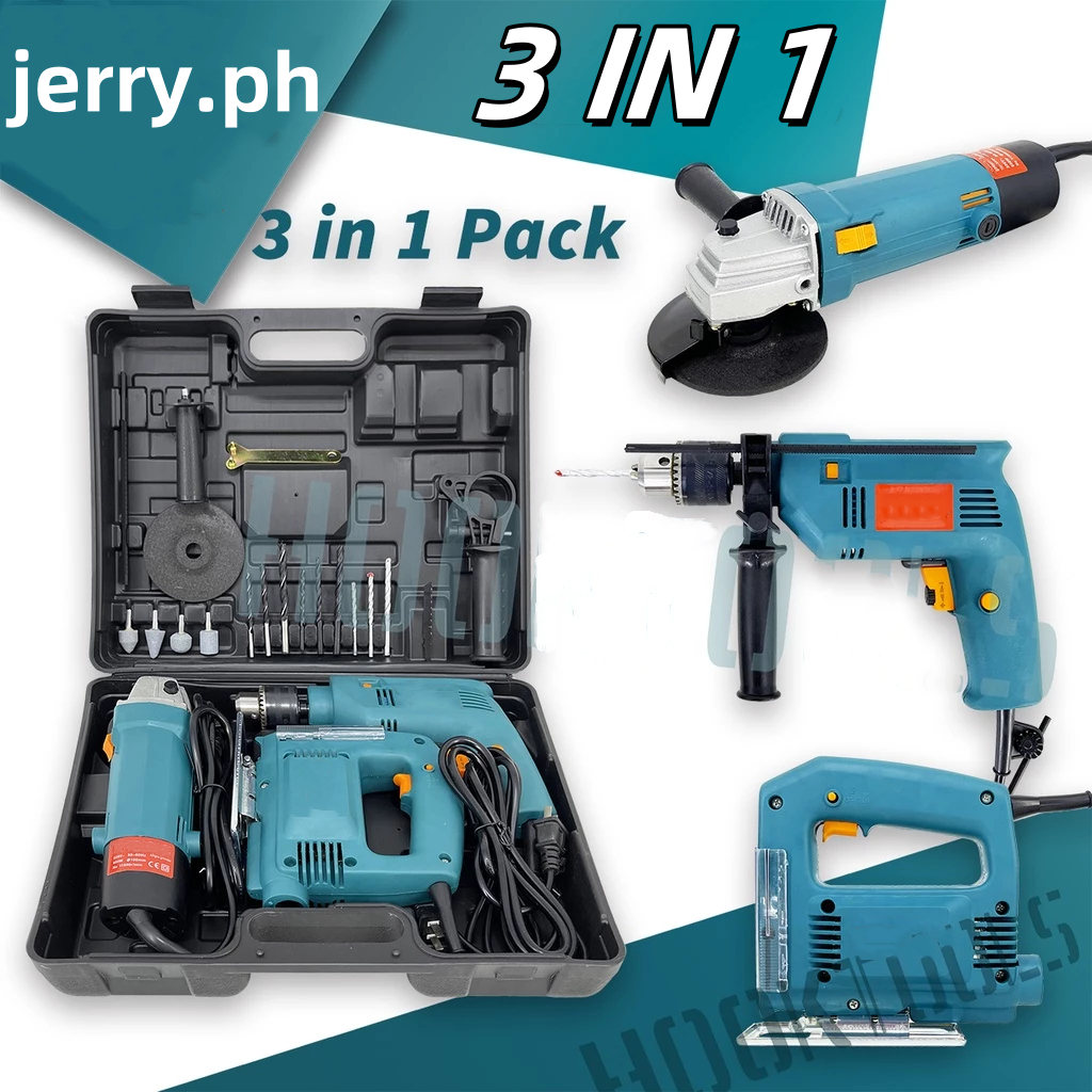 NWE (2 in 1)/(3 in 1) Angle Grinder and Impact Drill and JigSaw Set ...