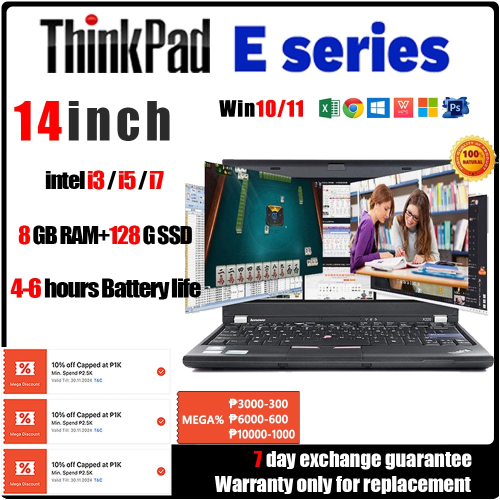 Win10/Win11 ThinkPad LAPTOP E-series intel,core i3 i5 i7 8G RAM+ 128G ...