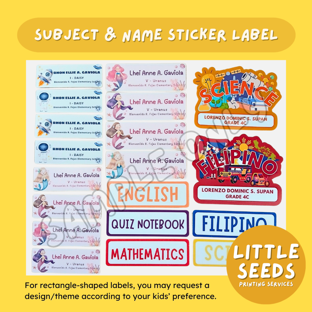 Personalized School Subject Sticker Label Name Sticker Label for School ...