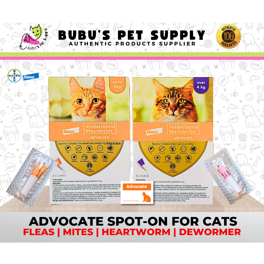 ADVOCATE SPOT ON FOR CATS Anti Flea, Ticks, Ear mites, Intestinal Worms ...