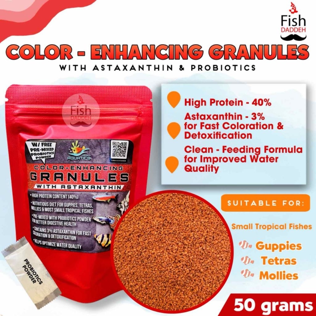 Color Enhancing Granules Fish Food with Astaxanthin & Probiotics 50g ...