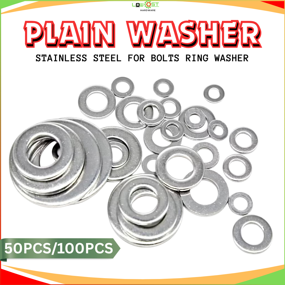 Plain Washer 201 Stainless Flat Washer Thread Lock Washer for bolts 3mm ...