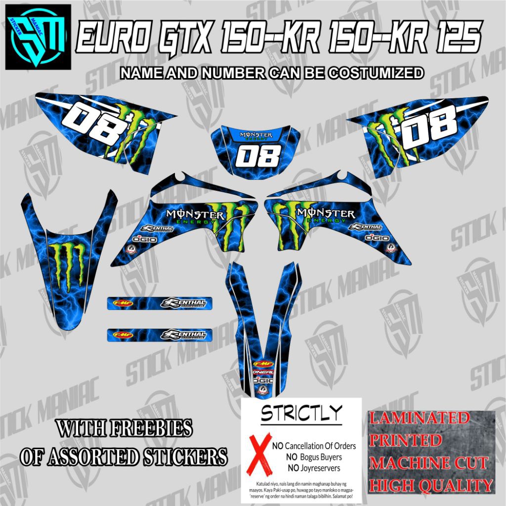 Custom Decals for Rusi KR 150 / KR 125 / Euro GTX 150 | Shopee Philippines