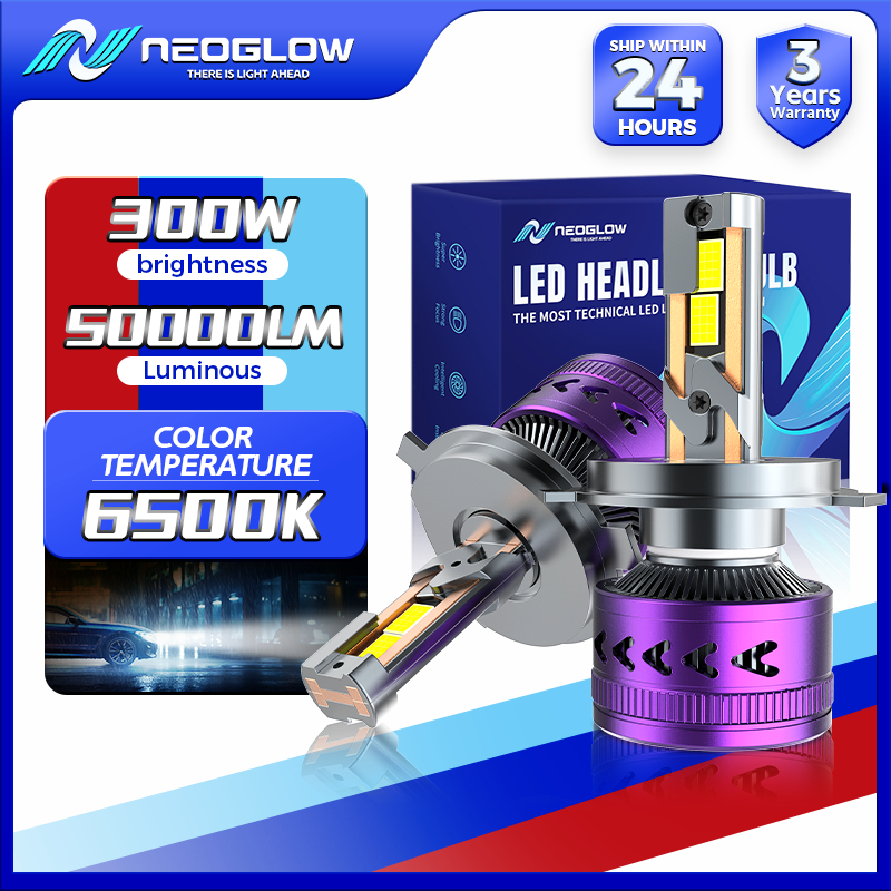 NeoGlow Apollo Max H4 LED Headlight for Car H4 H7 H11 led Bulb 300W 50000LM 6500K Headlamp 2 PCS ...
