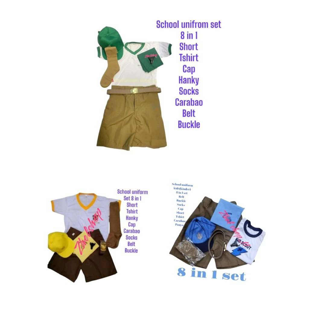 School uniform set 8 in 1 kinder to grade 6 | Shopee Philippines
