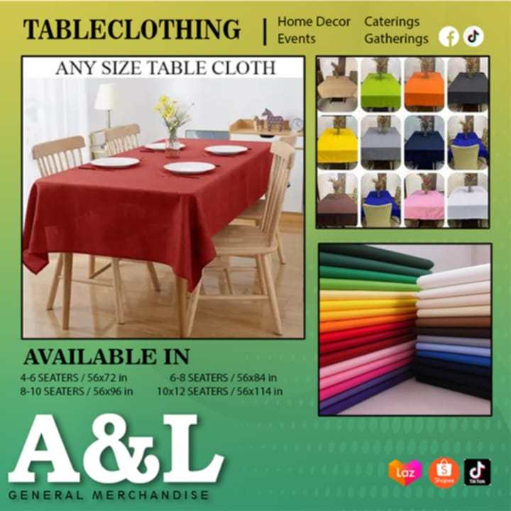 Any Size Makapal Rectangular Plain Table Cloth KATRINA for Home Dinner ...