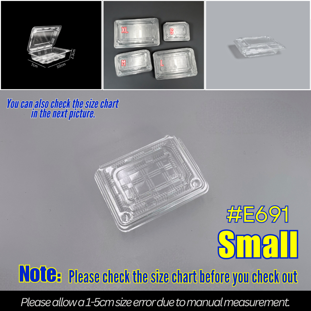 50pcs S/M/L/XL Rectangle Clamshell with Lock Clear Container Take-out ...
