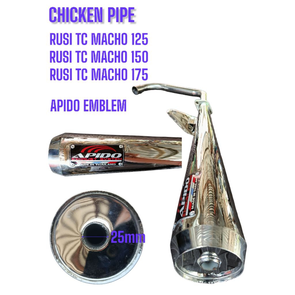 CHICKEN PIPE WITH APIDO EMBLEM FOR RUSI TC MACHO 125 | 150 | 175 ...