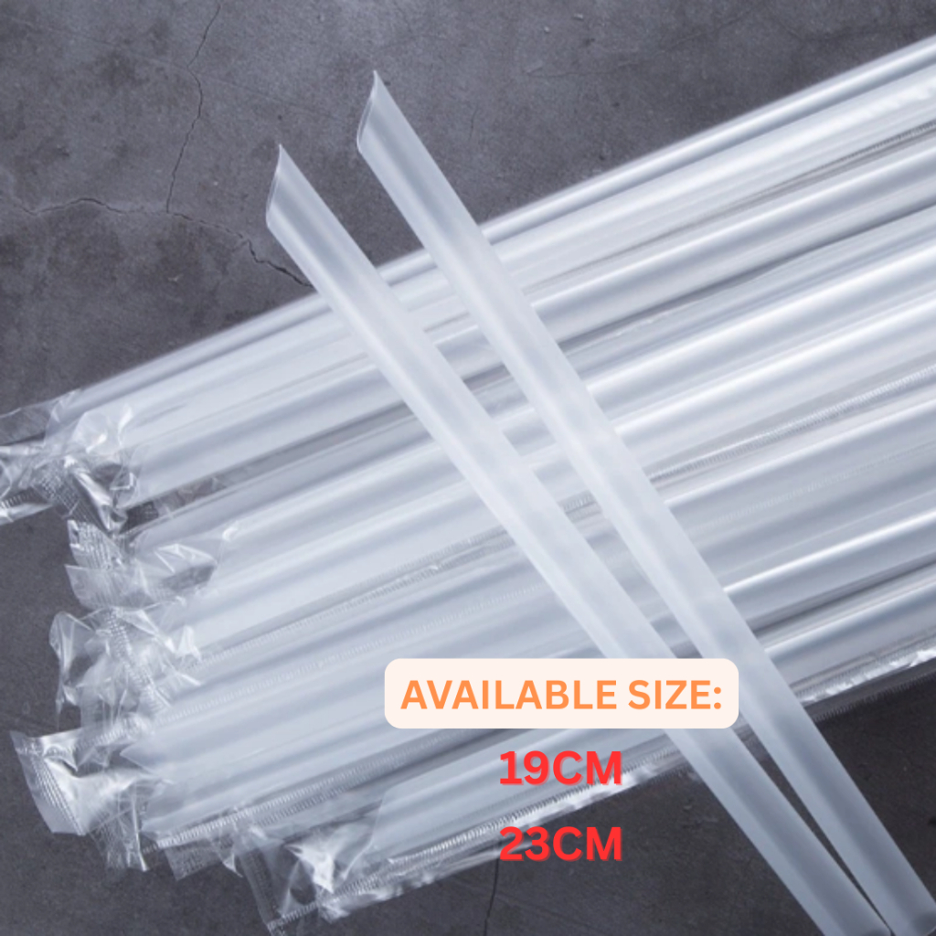 100pcs White Individually Wrapped Straws Milk tea Straw Sago Straw and ...