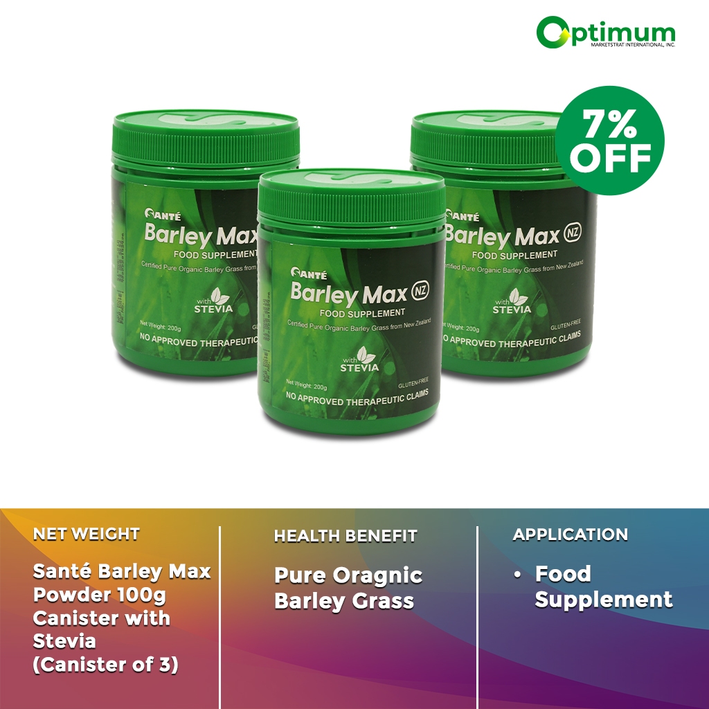 Sante Barley Max Powder 200g canister with Stevia Certified Organic ...