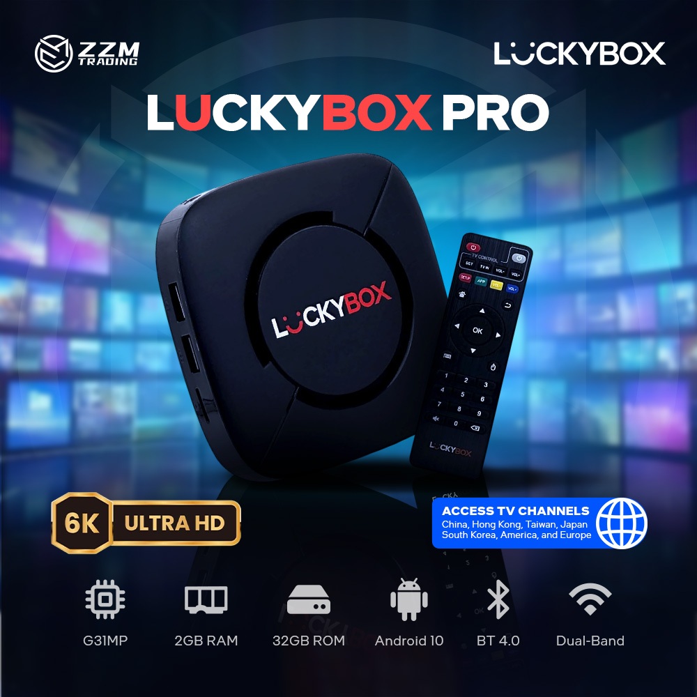 LuckyBox Pro Android TV Box w/ International Channels Bluetooth & WIFI ...