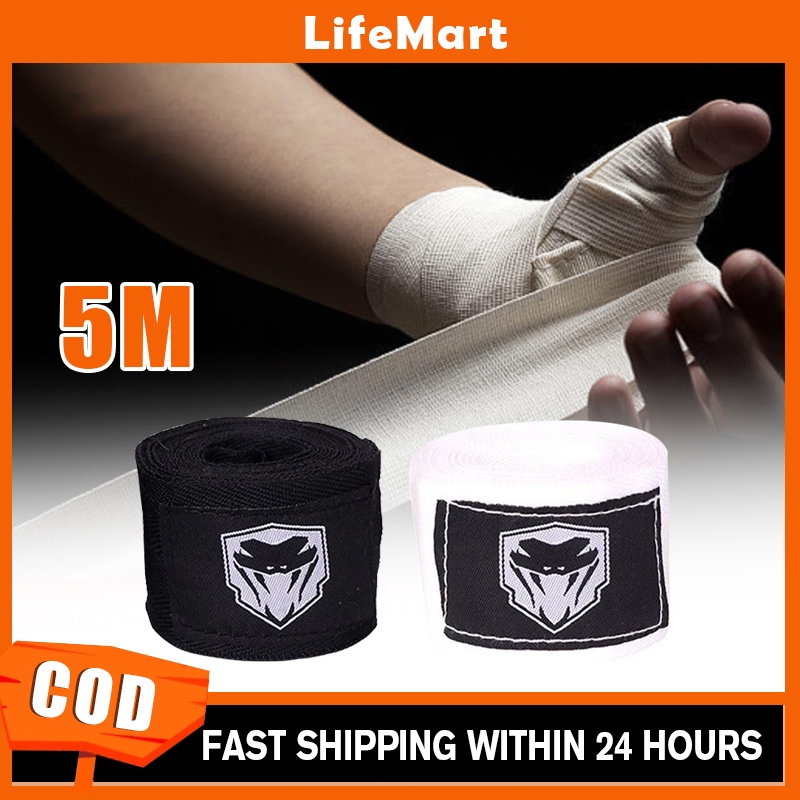 2Pcs Unisex Boxing Hand Wraps 5M Cotton Hand Protection With Adjustable ...