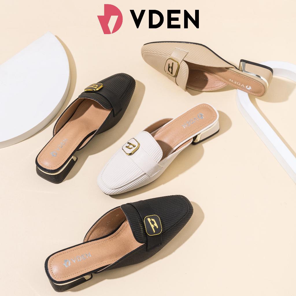 VDEN Women's Mules Low Heels Square Head Toe Backless Loafers Shoes ...