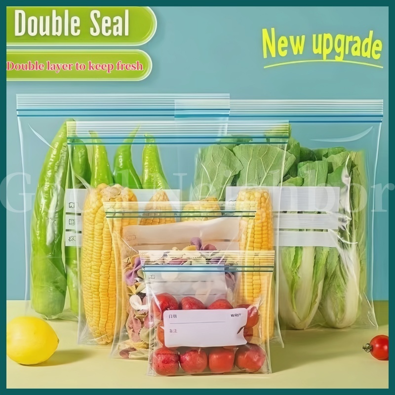 Double sealed reusable kitchen storage bag Zipper type food storage bag ...