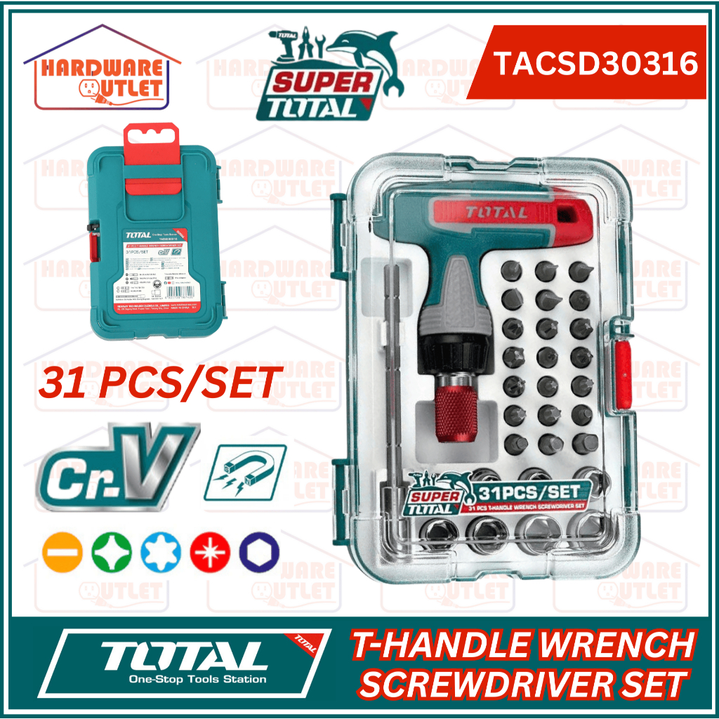 Total 31 pcs T-Handle Ratchet Wrench Screwdriver Set TACSD30316 ...