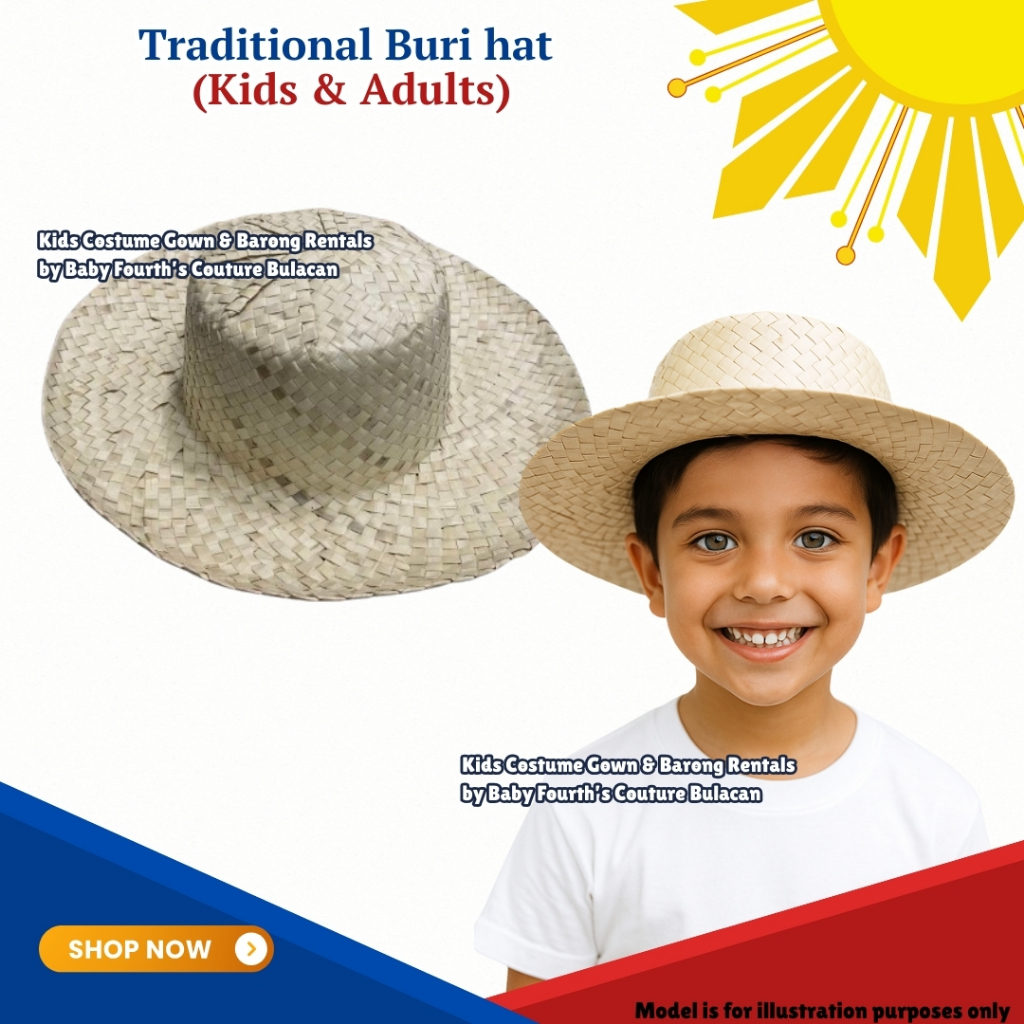 Buwan ng Wika Traditional Buri Hat Salakot for Kids & Adults | Shopee ...
