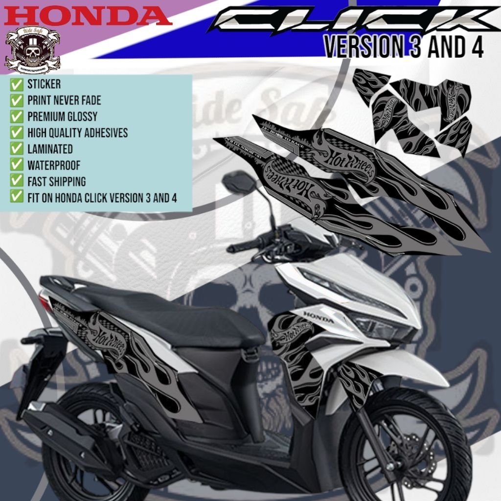 Honda Click Version 3 and 4 Full Decals Sticker with Free Sticker Hot ...